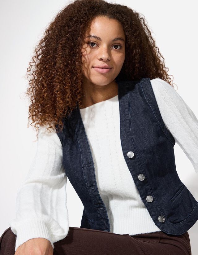 Vesta - Denim - tmave modra - Takko Fashion