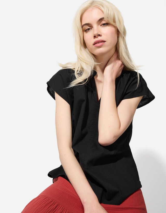 Blusenshirt - einfarbig - schwarz - Takko Fashion