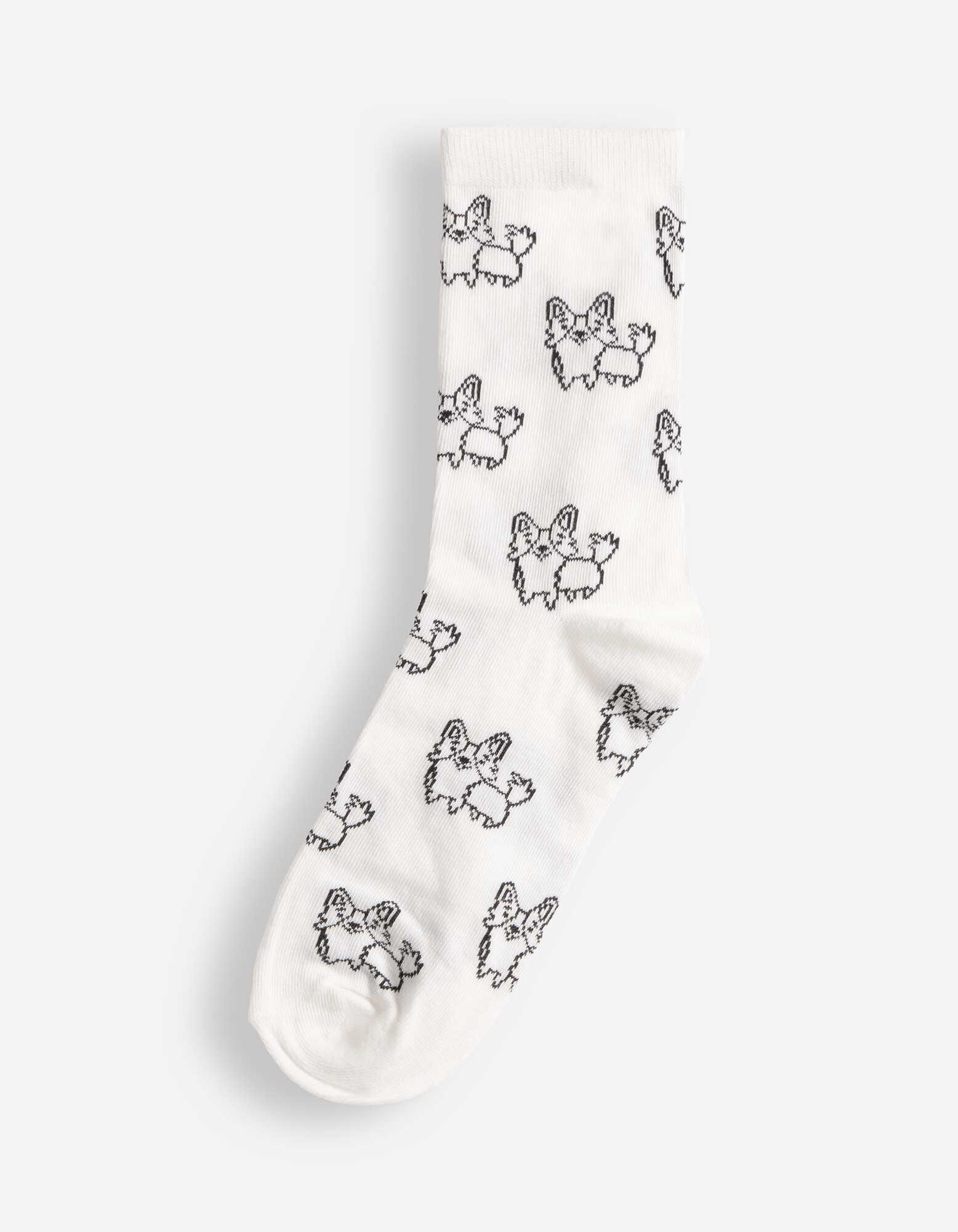 Socken - Allover-Muster - weiß - Takko Fashion