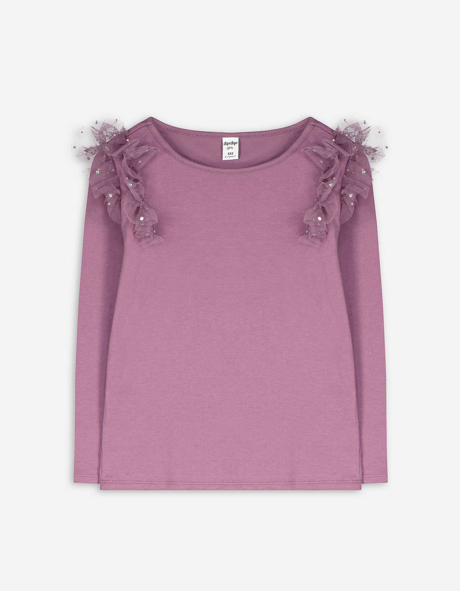 Longsleeve - Effen - donkerlila - Takko Fashion