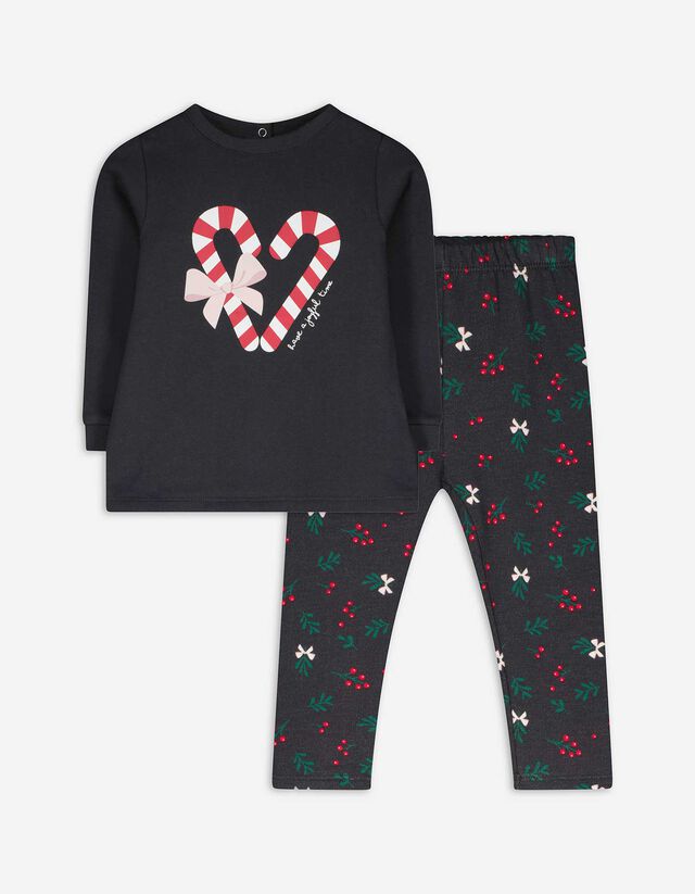 Súprava mikiny a legín - Zmes bavlny - tmavoseda - Takko Fashion