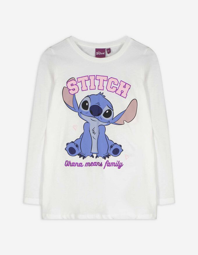 Tričko s dlhými rukávmi - Lilo a Stitch - biely - Takko Fashion
