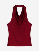 Top - Decolteu cascadă - Rosu inchis - Takko Fashion