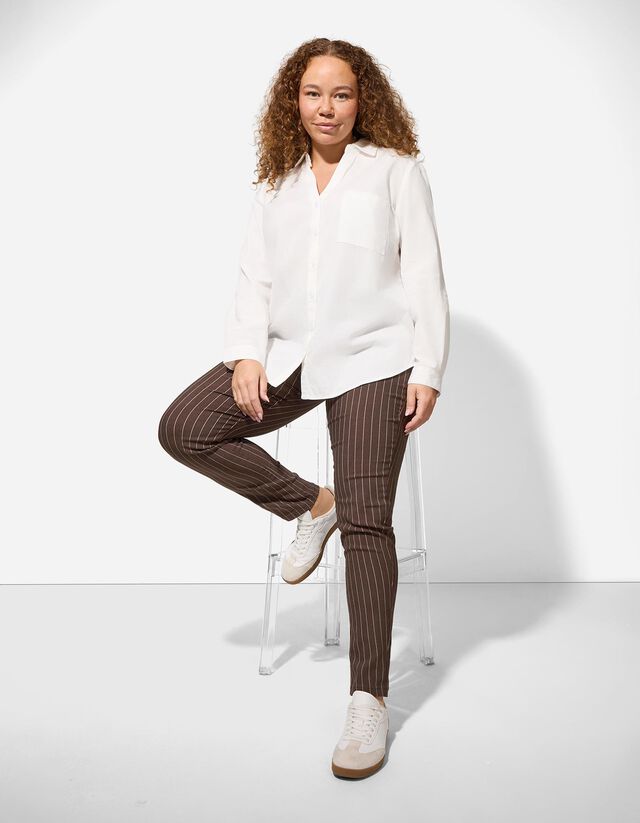 Broek - Strepen - lichtbruin - Takko Fashion