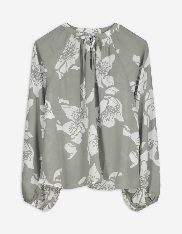 Blouse - Print all-over - donkergroen - Takko Fashion