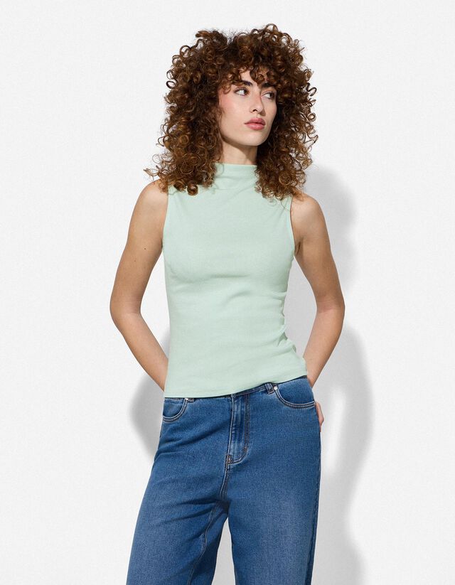 Top - Stehkragen - türkis - Takko Fashion